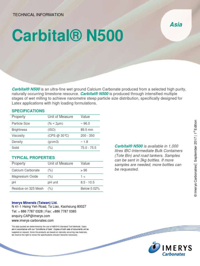 DATGCC Carbital N500 IMT APAC 2017-09 | PDF | Nature | Chemical Elements