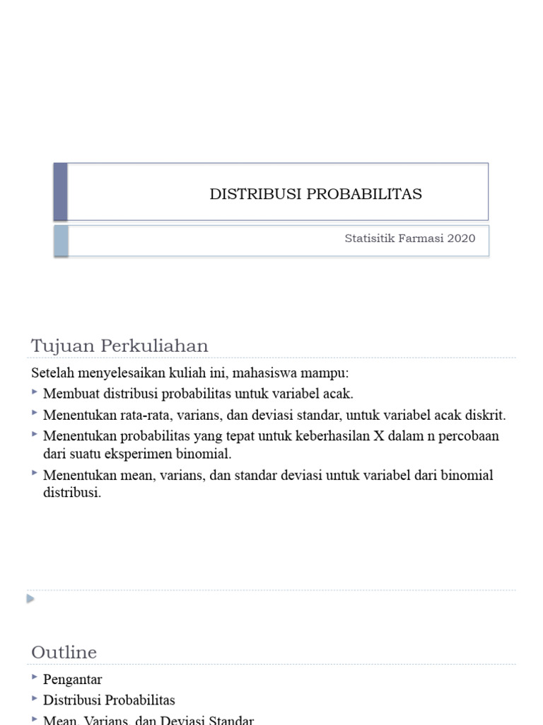 05 DISTRIBUSI Probabilitas 2020 DH | PDF | Sains & Matematika