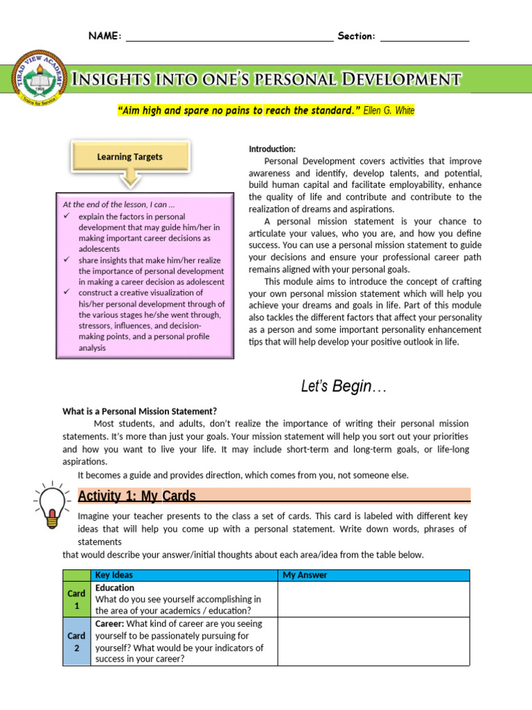 Q2 Core Personal Development 11 Jan 3 6 | PDF | Nursing