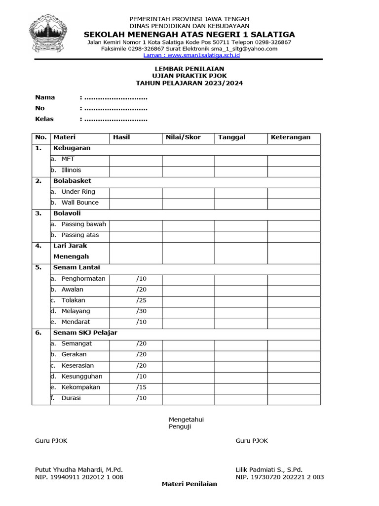 Blanko Nilai 2024 | PDF