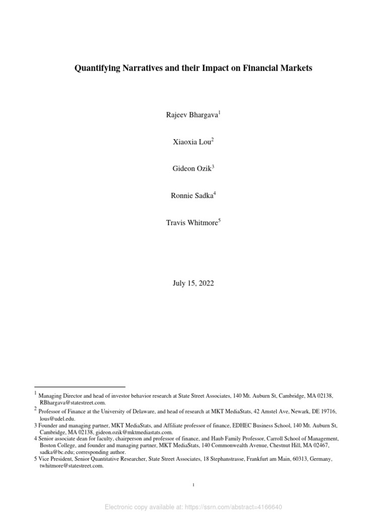 Ssa Quantifying Narratives and Their Financial Impact 4862467.1.2.GBL ... Ssa Quantifying Narratives and Their Financial Impact 4862467.1.2.GBL ...