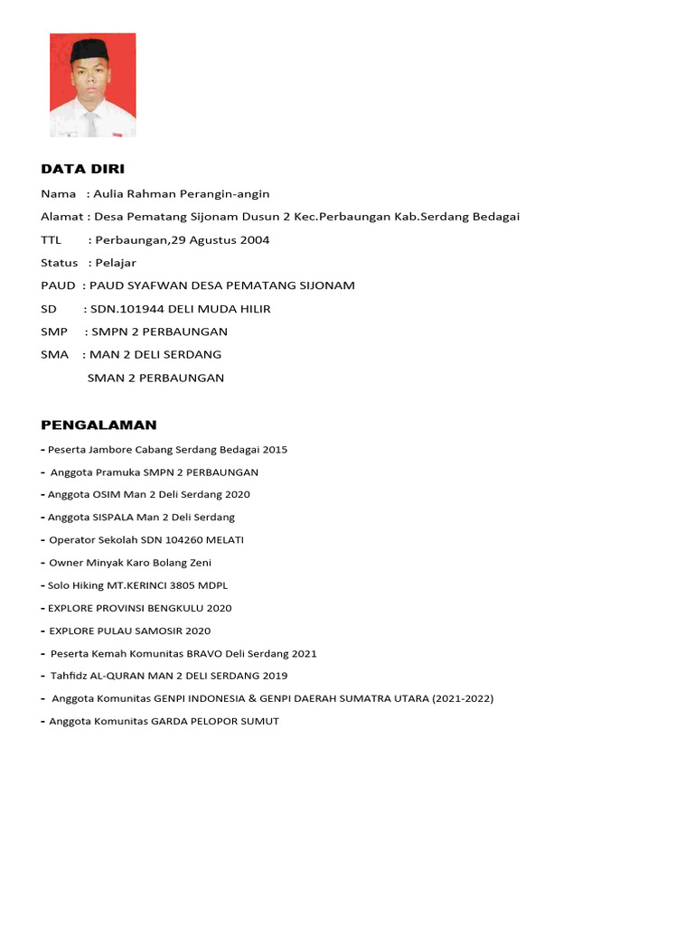 Data Diri Uli | PDF | Agama & Spiritualitas