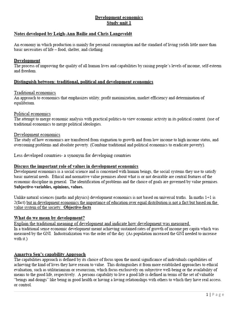 Ecs3707 Development Economic Notes Pdf Economic Growth Economics