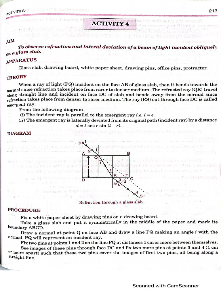 Observe Refraction and Lateral Deviation | PDF