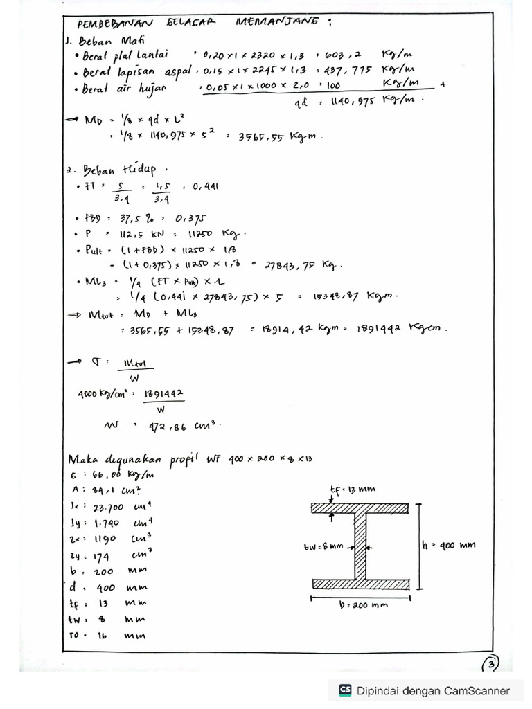 Perhitungan Gelagar Memanjang Struktur Jembatan | PDF