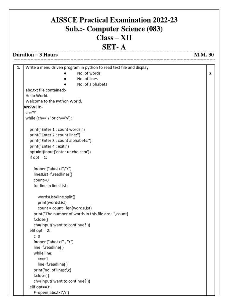 Final MS Aissce Practical Exam 2022-23 | Download Free PDF | Databases | Computing