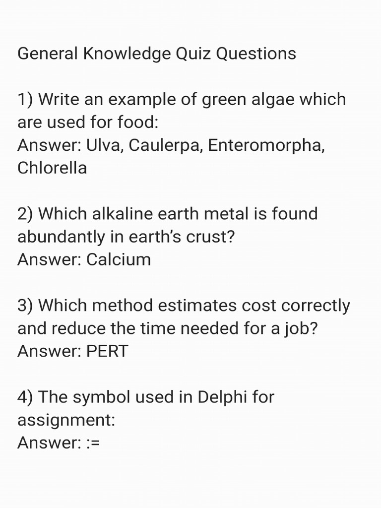 General Knowledge Questions | PDF