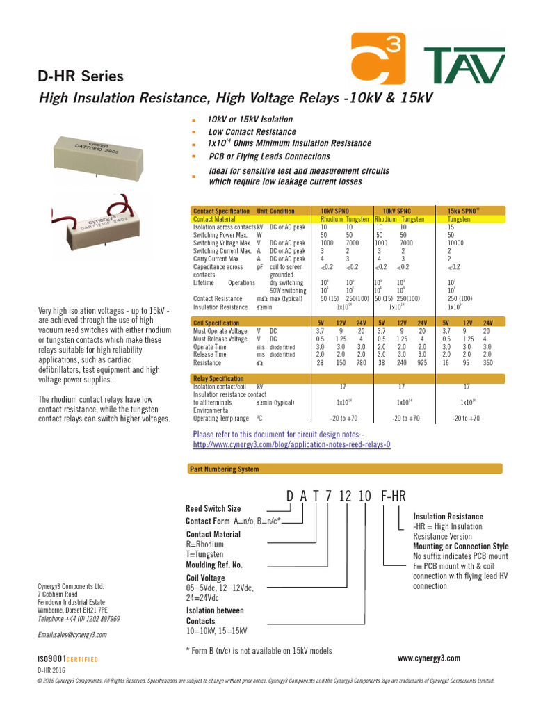 D Hr Series 2016 Pdf Alternating Current Electrical Resistance