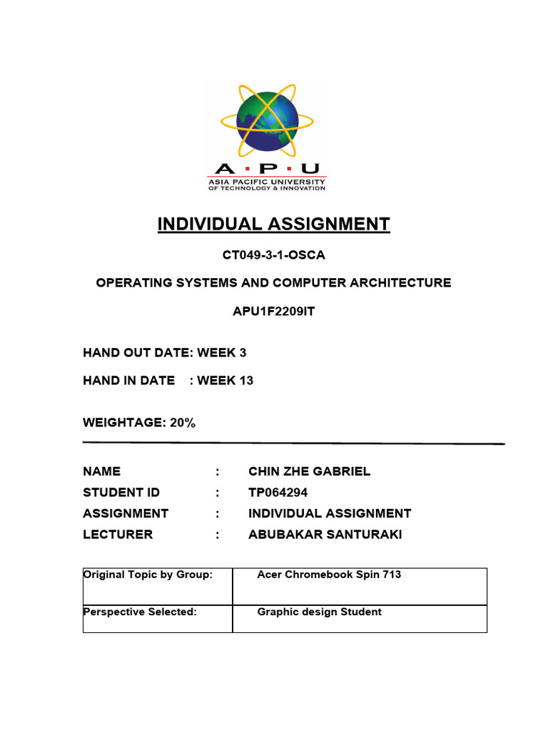 Osca Individual Assignment | PDF | Chromebook | Laptop