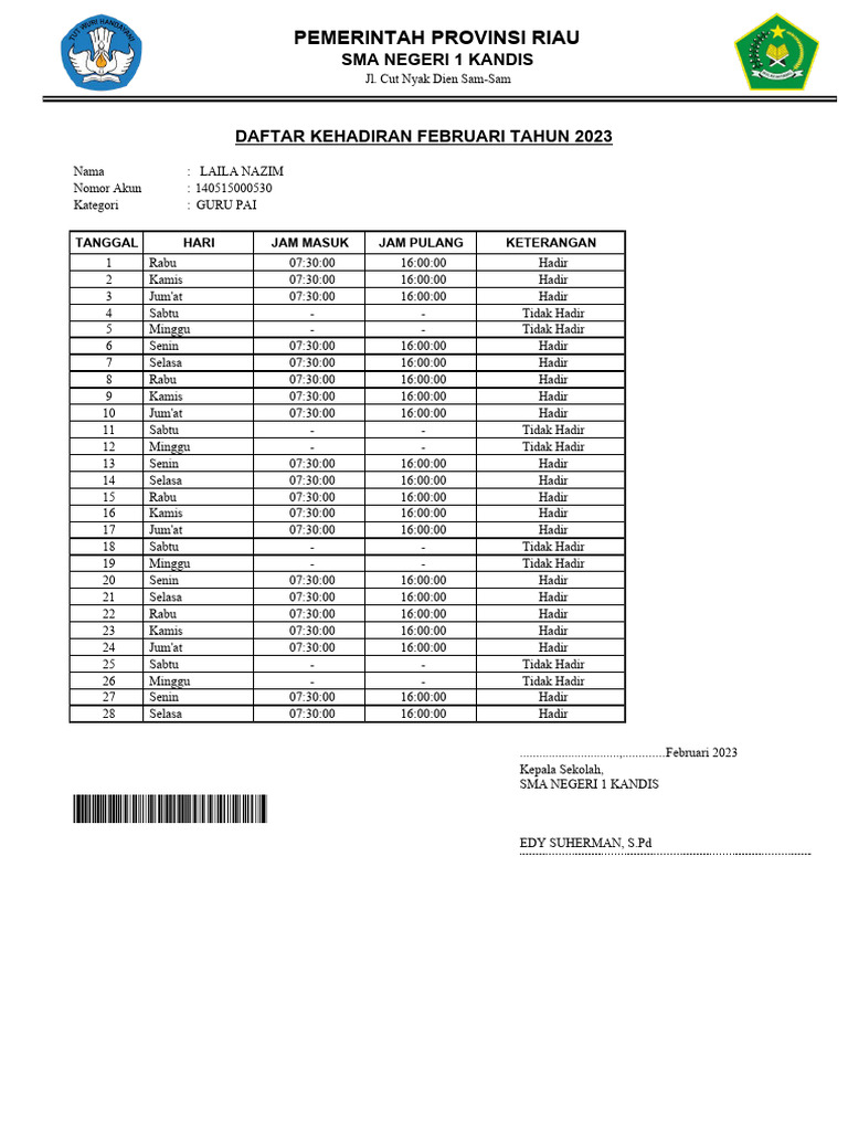Absen Feb 2023 | PDF