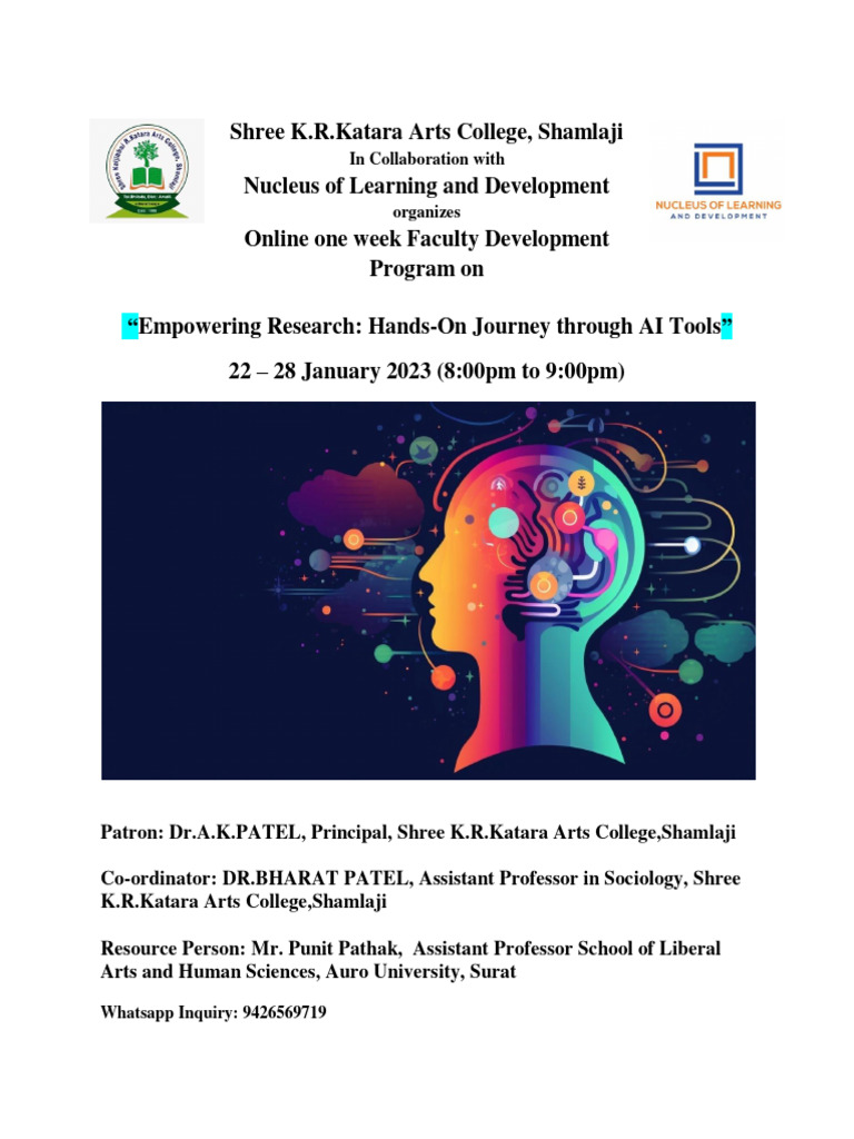 FDP on Research through AI Tools brochure | PDF | Artificial Intelligence | Intelligence (AI ...
