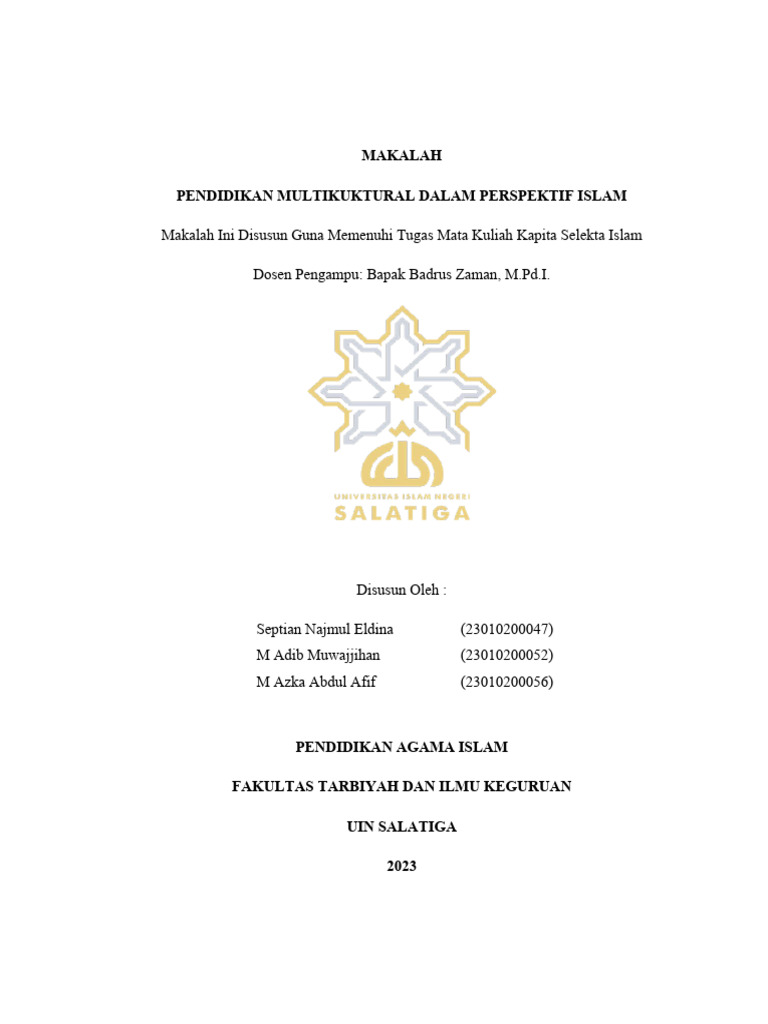 Pendidikan Multikultural Dalam Perspektif Islam | PDF