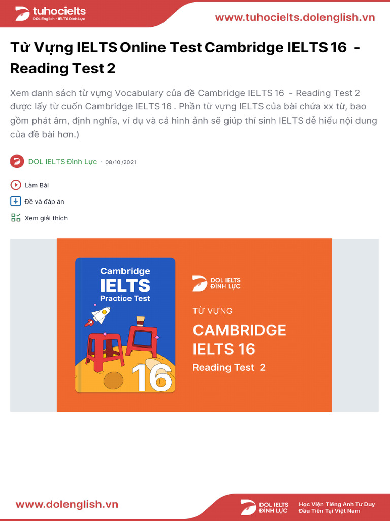 CAM16 - Reading Test 2 | PDF
