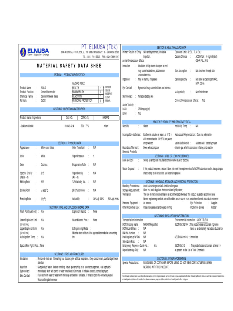 MSDS ACC-2 Accelerator | PDF | Water | Dangerous Goods