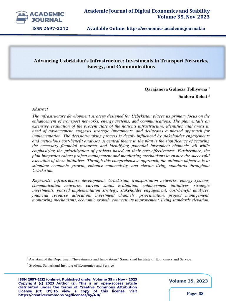 Advancing Uzbekistan's Infrastructure: Investments in Transport ...
