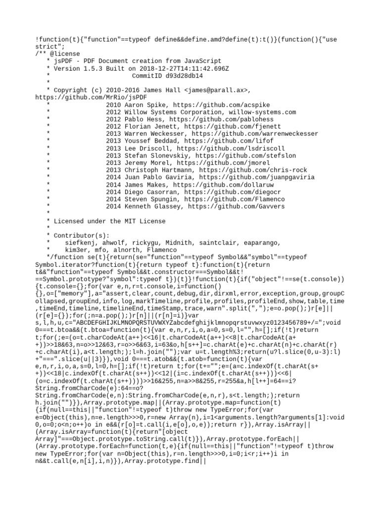 JSPDF Min Js | PDF | Information Technology | Software Development JSPDF Min Js | PDF | Information Technology | Software Development