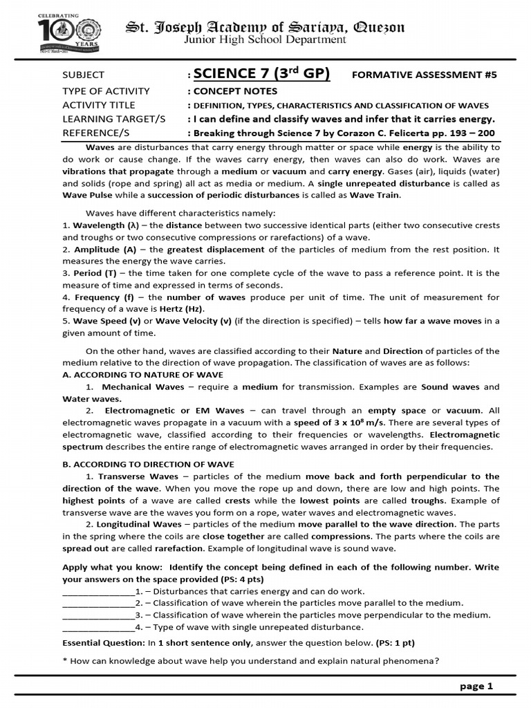 Formative Assessment 5 | PDF | Waves | Electromagnetic Radiation