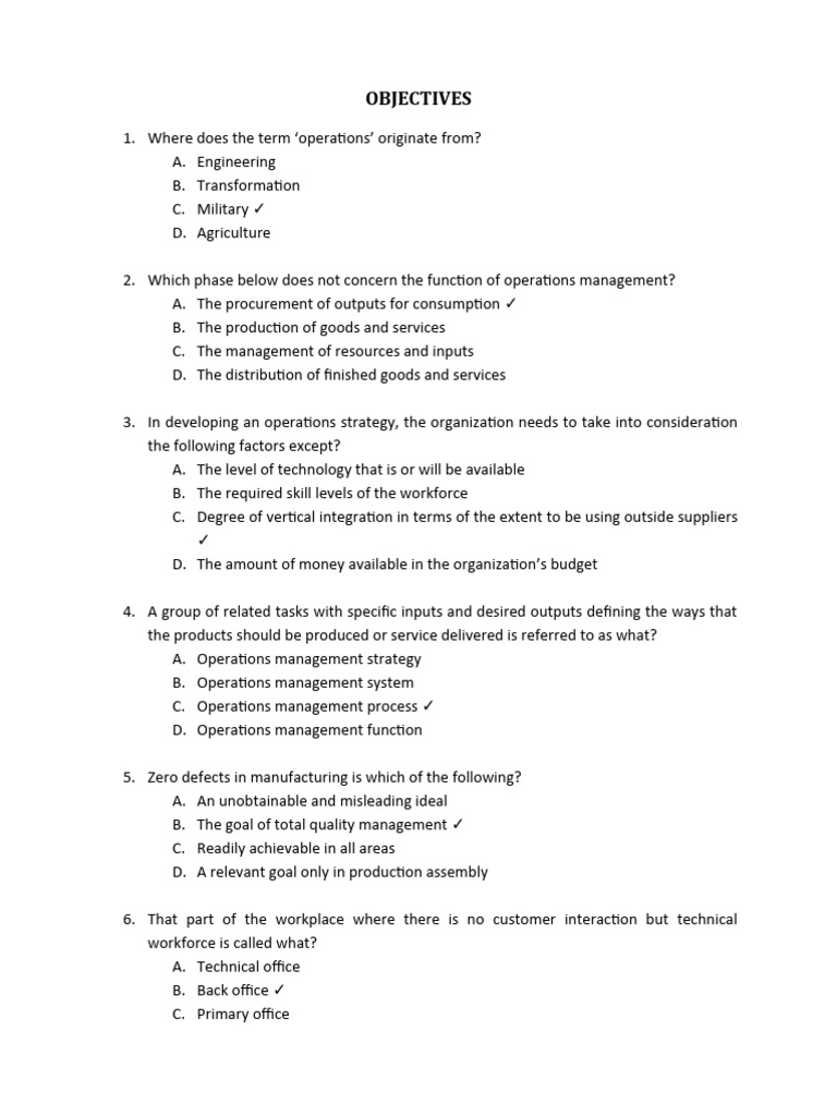 Operations Management Obj Ans | PDF | Cost Of Living | Enterprise ... Operations Management Obj Ans | PDF | Cost Of Living | Enterprise ...