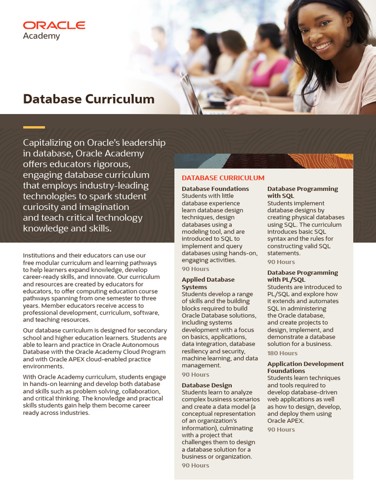 Database Curriculum Datasheet A4 Electronic | PDF | Databases | Sql