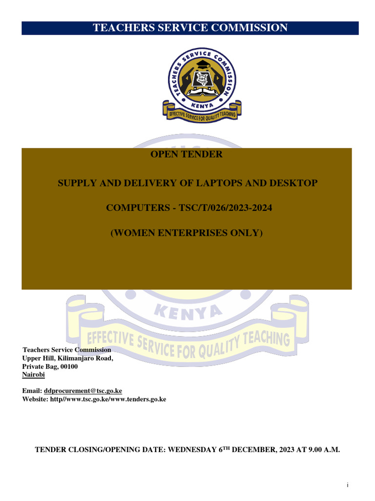 Supply and Delivery of Laptops and Desktop Computers 2023-2024 | PDF ...