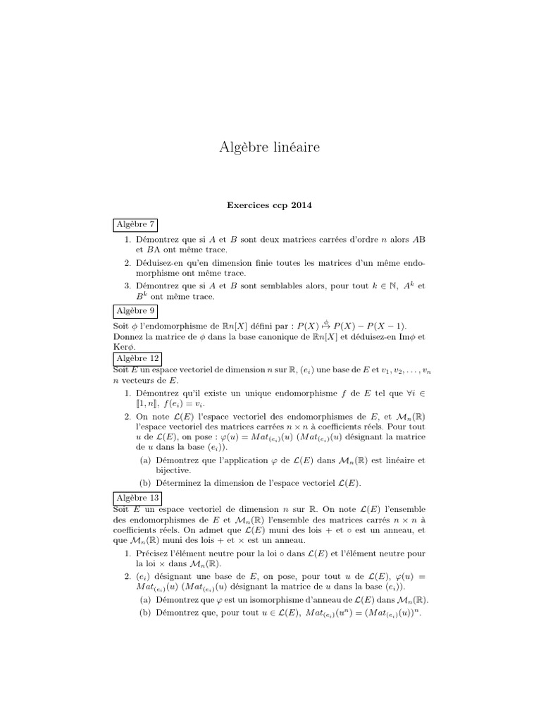 Algèbre Linéaire | PDF