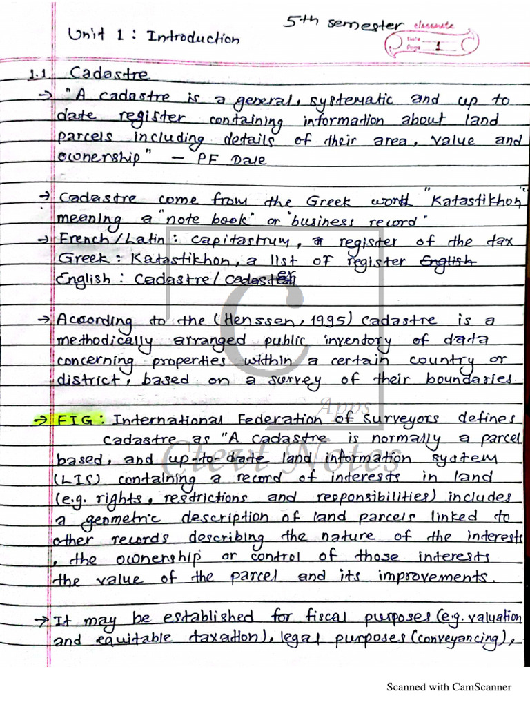 Carastral Survey Note | PDF