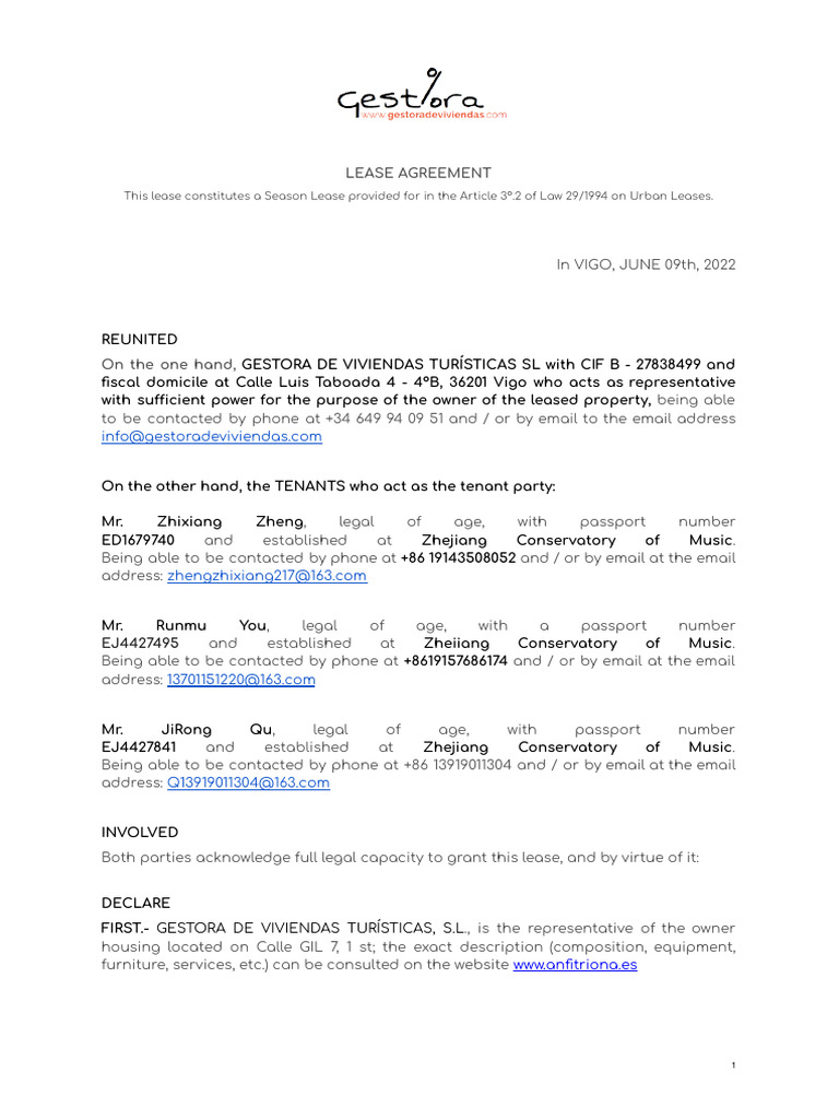 租房合同 | PDF | Lease | Leasehold Estate