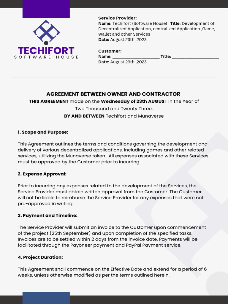 Techifort-Munaverse Development Agreement | PDF | Mediation | Arbitration