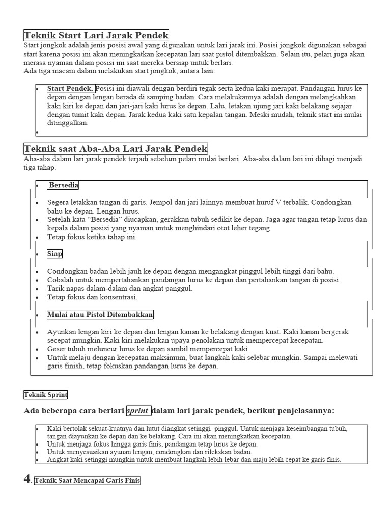 Teknik Start Lari Jarak Pendek | PDF