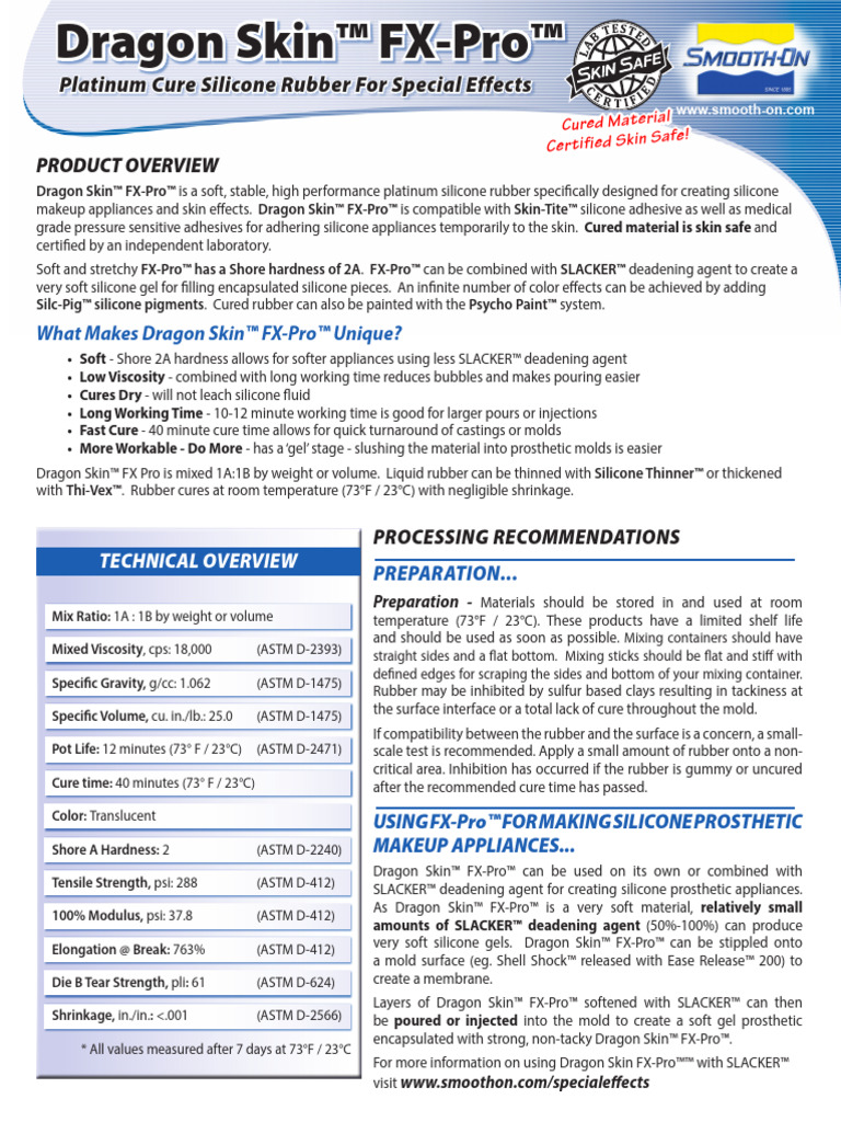 Dragon Skin FX Pro TB | PDF | Silicone | Secondary Sector Of The Economy