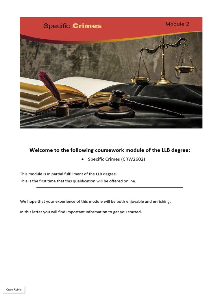 Getting Started Letter Criminal Law Specific Crimes | PDF | Educational ...