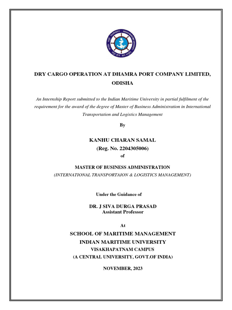 2204305006-Kanhu Charan Samal-Internship Report-Mba (Itlm) - 2022-24 Batch | PDF | Port | Economies