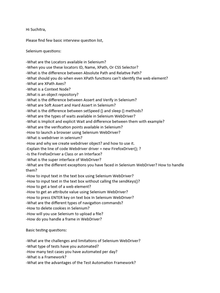 SELIMIUM Question | PDF | Selenium (Software) | X Path