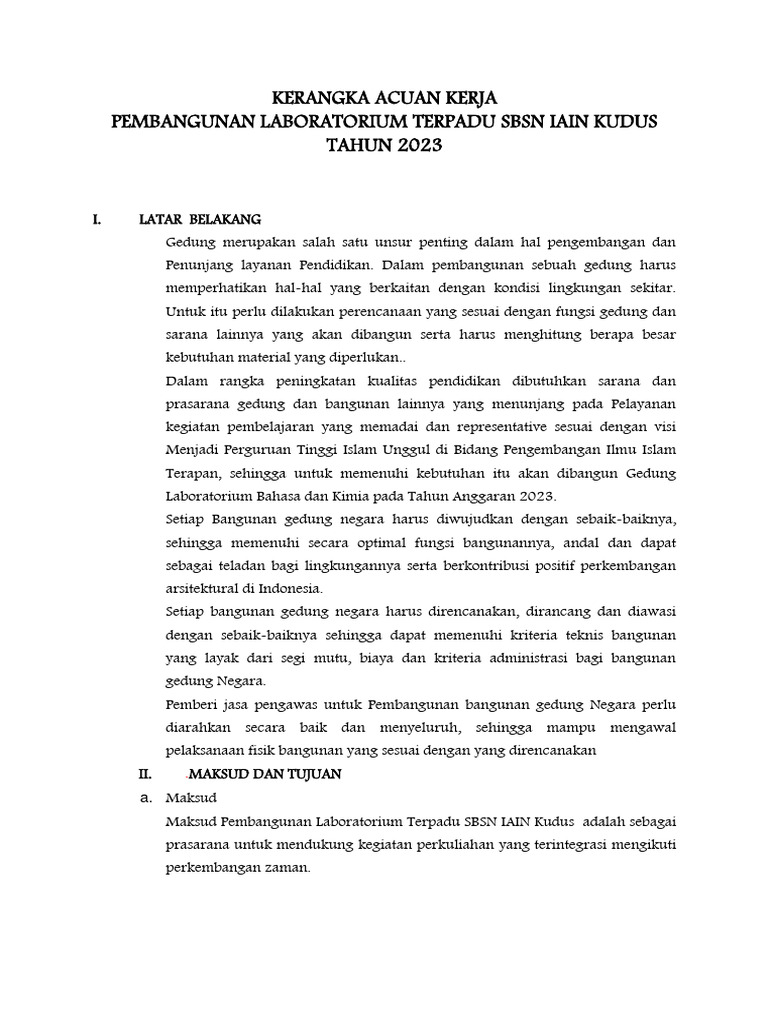 KAK FISIK LAB TERPADU SBSN TH. 2023 Rev1 | PDF