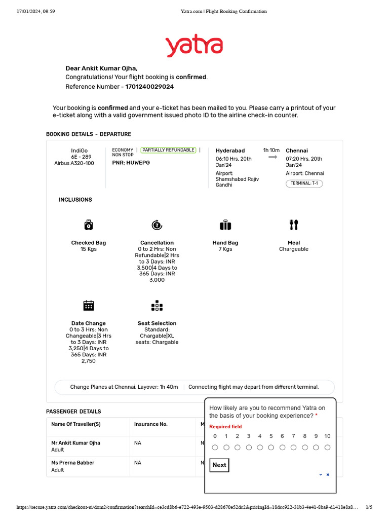 Flight Booking Confirmation | PDF