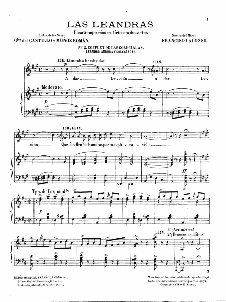 Nº 2 Couplet Las Leandras | PDF