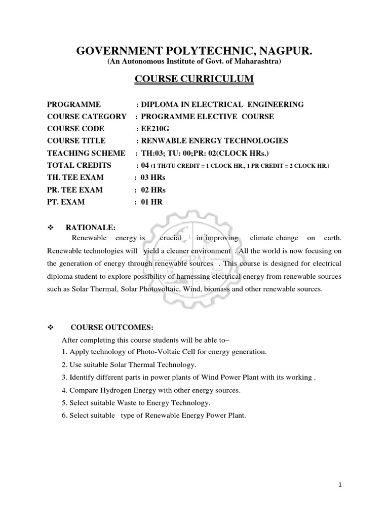 5 EE210G Renewable Energy Technologies | PDF | Solar Power | Photovoltaics