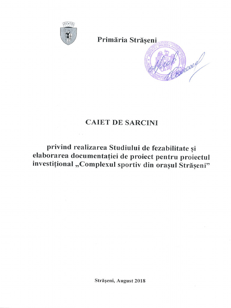 COMPLEX SPORTIV Caiet-De-Sarcini-Studiu-De-Fezabilitate-Complex-Sportiv | PDF