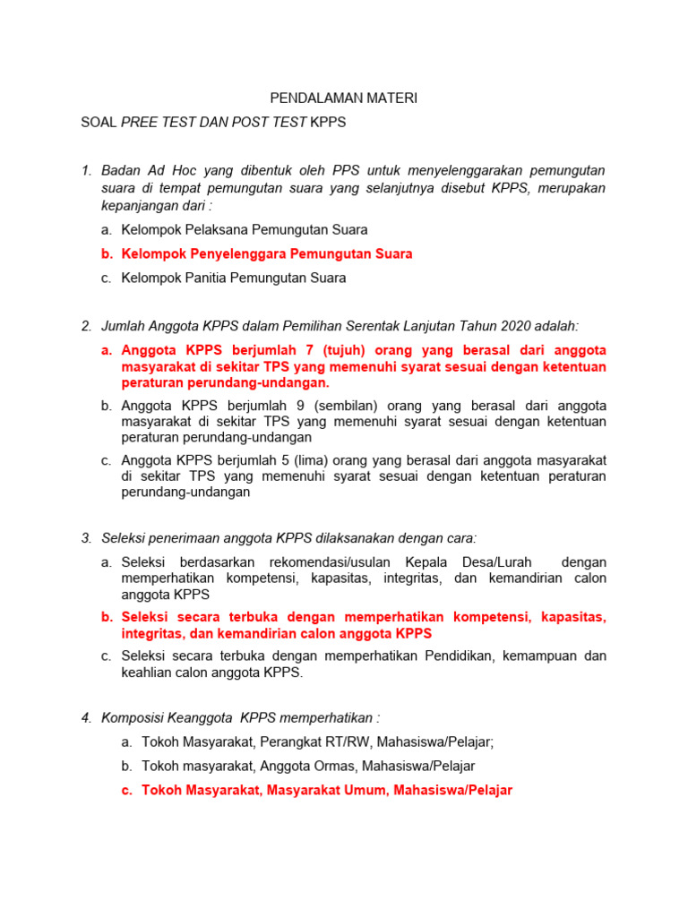 Soal Pree Test Dan Post Test | PDF