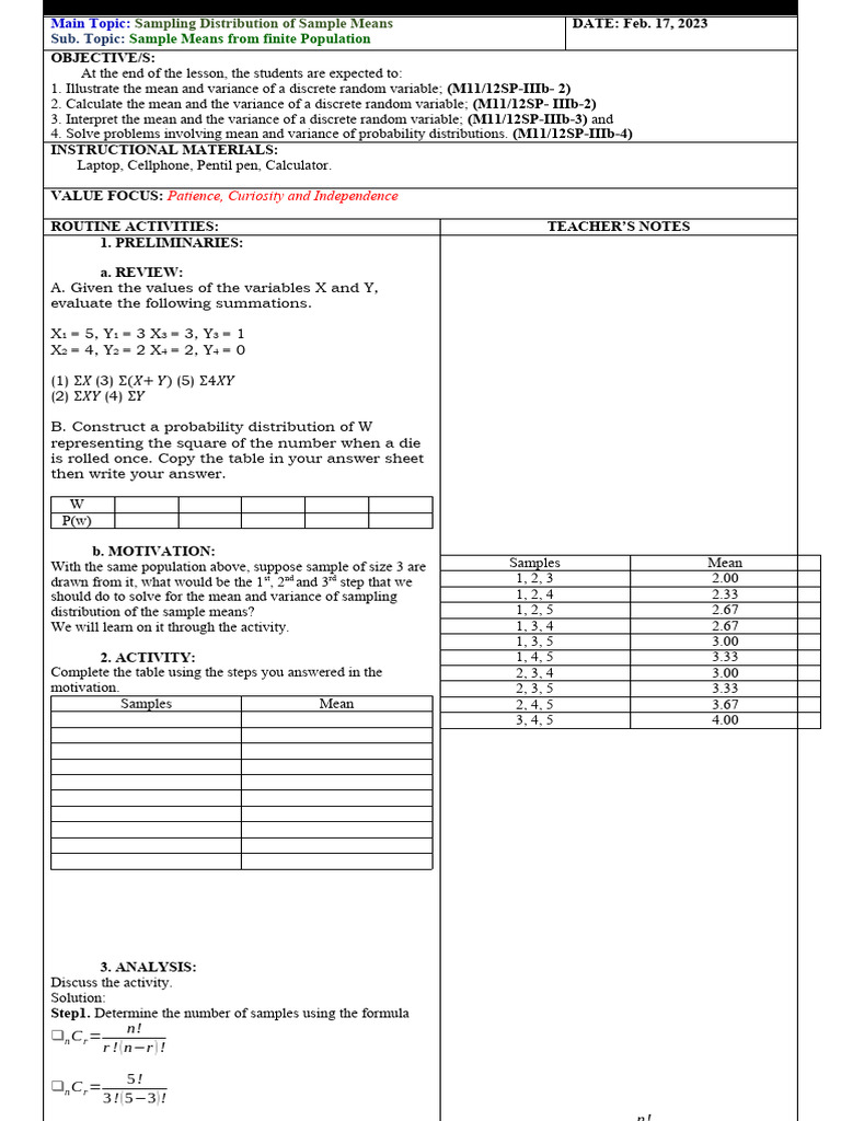 COT General Mathematics | PDF | Variance | Mean