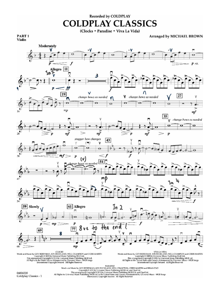Violin 1 coldplay | PDF