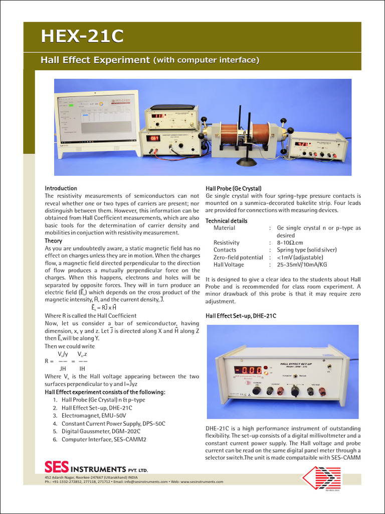 Hall Effect Setup | PDF | Electrical Resistivity And Conductivity ...