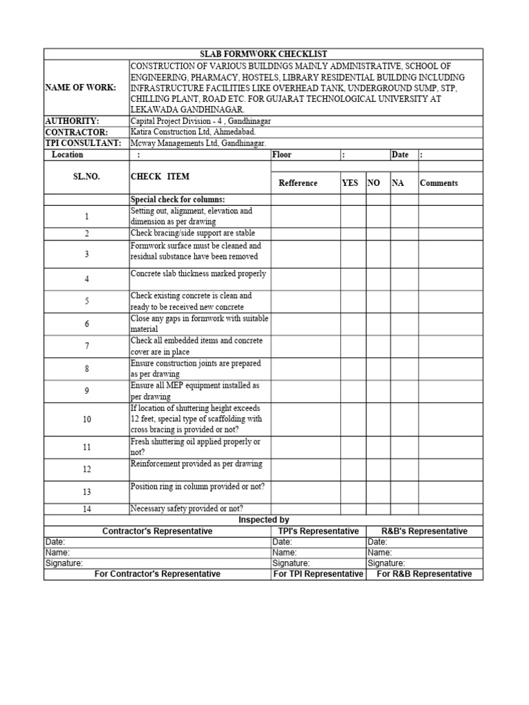 Slab Checklist | PDF | Engineering | Architectural Design