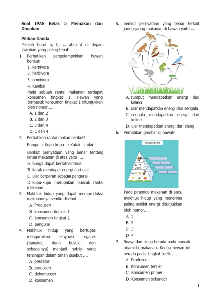 Soal Ipas Kelas 5 Harmoni Dan Ekosistem Pdf