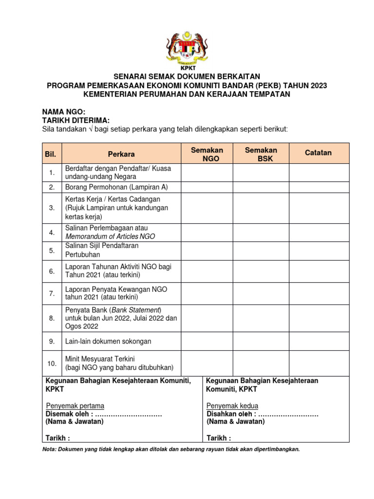 Permohonan Program Pekb Tahun 2023 | PDF