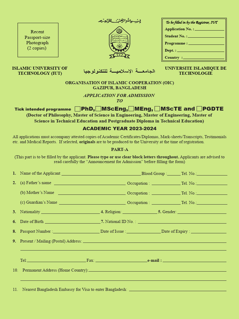 2024 Post-Graduate Application Form Final | PDF | Academic Degree ...