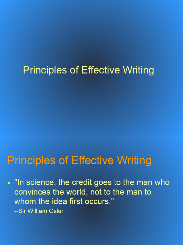 Principles of Effective Writing | PDF | Verb | Subject (Grammar)