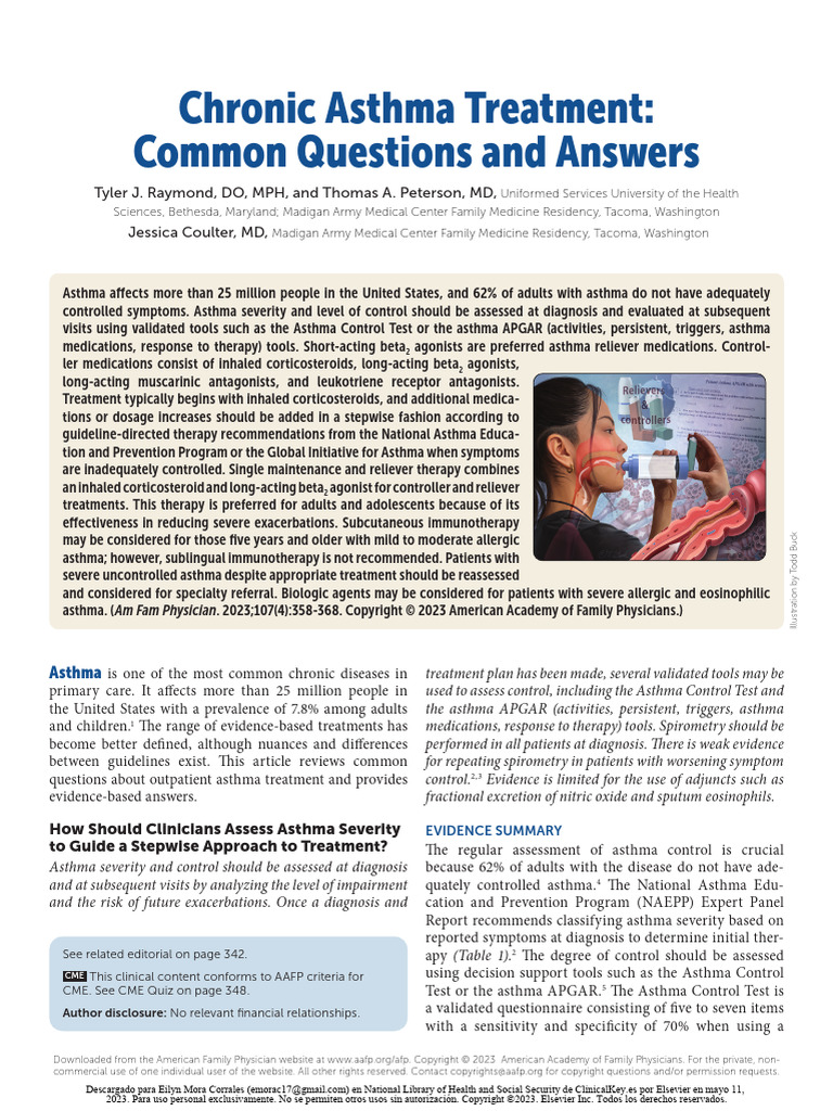 Chronic Asthma Treatment: Common Questions and Answers | PDF | Asthma ...