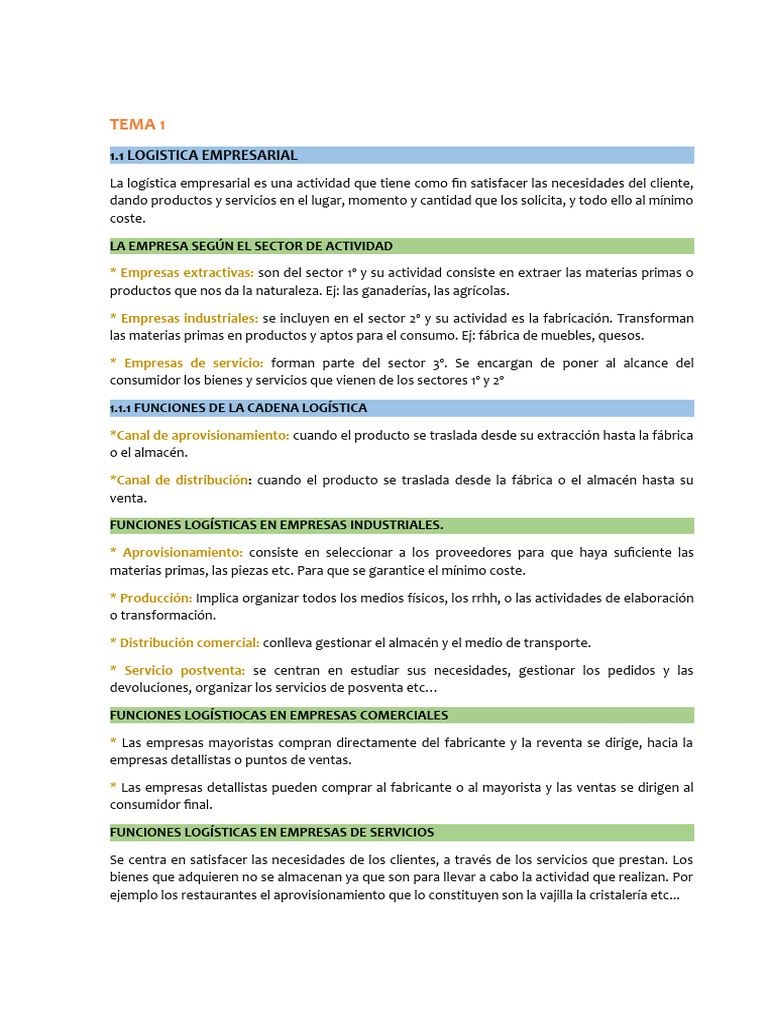 Tema 1, 2 Logística | PDF | Logística | Business