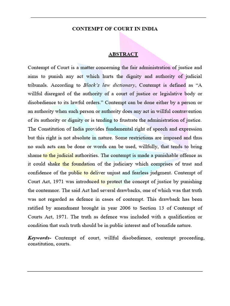 Understanding Contempt of Court in India | PDF | Contempt Of Court ...